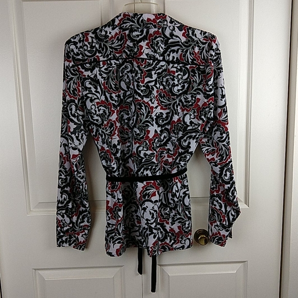 Fred David | Tops | Fred David Stretch Belted Ls Open Collar Bu Blouse ...